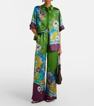 ALEMAIS Nanci Printed Silk Satin Shirt - Multicoloured