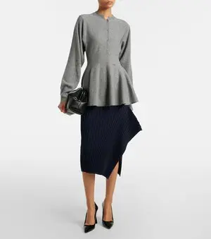 Stella McCartney Peplum Virgin Wool Top In Melange