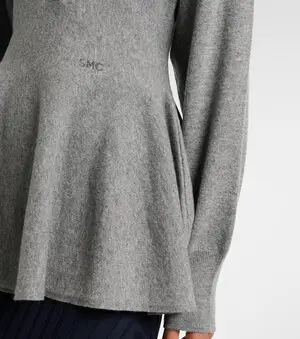 Stella McCartney Peplum Virgin Wool Top In Melange