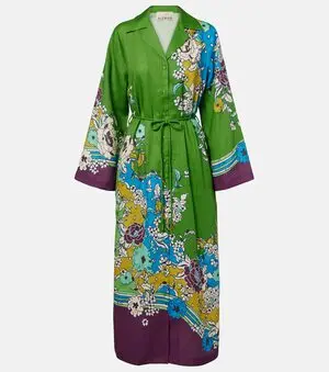 ALEMAIS Nanci Printed Linen Shirt Dress
