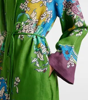 ALEMAIS Nanci Printed Linen Shirt Dress