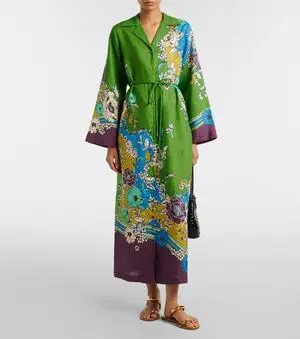 ALEMAIS Nanci Printed Linen Shirt Dress