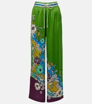 ALEMAIS Nanci Printed Silk Satin Wide-leg Pants - Multicoloured