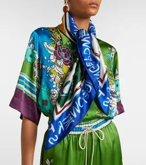 ALEMAIS X Mlak Tangible Love Printed Silk Twill Scarf