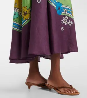 ALEMAIS Nanci Printed Linen Midi Dress - Multicoloured