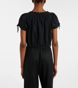 DÔEN Embroidered Cotton Top - Black