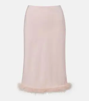 Dorothee Schumacher Soft Vibes Feather-trimmed Midi Skirt - Pink
