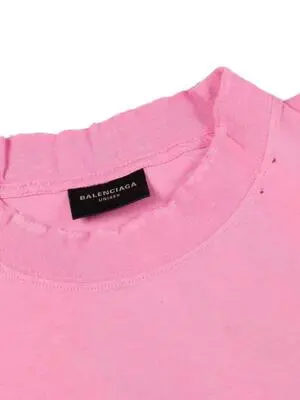 Balenciaga Logo Embroidered Distressed T-shirt