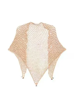 Patrizia Pepe Crochet-knit Pareo Scarf - Neutrals