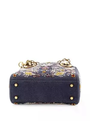 Dior Lady Chain Bag Beaded Denim Mini Crossbody Bag