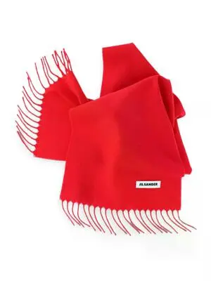 JIL SANDER Fringed-edge Scarf - Red