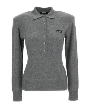 ROTATE BY BIRGER CHRISTENSEN Long-sleeved Polo Sweater - Gray
