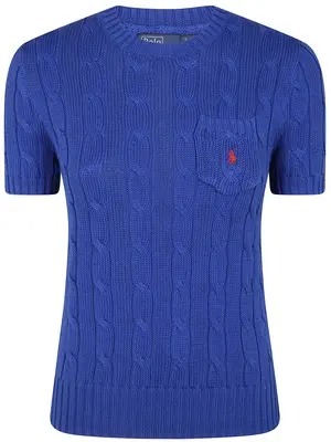 Polo Ralph Lauren Cable-knit Crewneck Top With Embroidered Logo