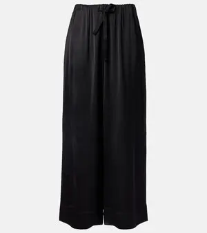 TOTEME Satin Wide-leg Pants In Latte - Black