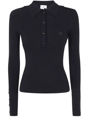 COURREGES Maglione A Iche Lunghe "rib Knit Ls Polo Sweater
