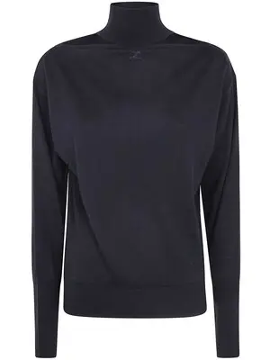 COURREGES Maglione Cut Out "merinos Wool - Black