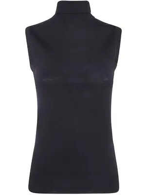 Max Mara Sleeveless Knit Turtleneck - Black