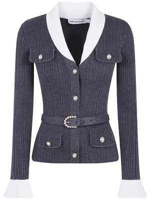 SELF-PORTRAIT Cardigan Ica Lunga "ribbed Knit