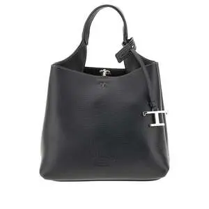 TOD'S Grained Leather Mini Shopping Bag - Black