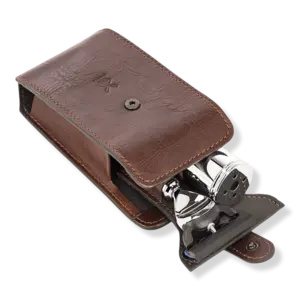 MUHLE Travel Florentine Leather Silvertip Fiber & Fusion Shaving Set - Brown