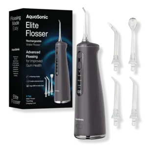 AQUASONIC Elite Rechargeable Water Flosser Set - Charcoal