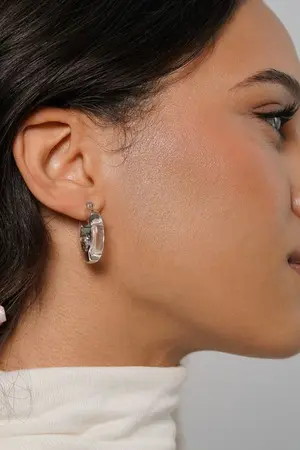 ZYNNIA COLLECTIVE Split Hoop Earrings - Silver