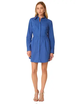 GILNER FARRAR Yelina Bustier Button-down Poplin Dress