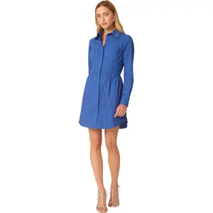 GILNER FARRAR Yelina Bustier Button-down Poplin Dress - Azure