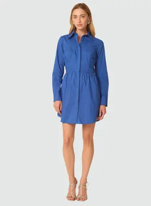 GILNER FARRAR Yelina Bustier Button-down Poplin Dress