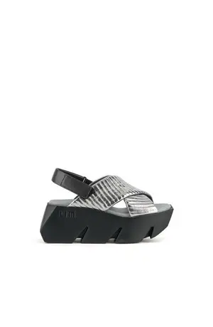 United Nude Bull Puffier Slingback Flatform Sandals - Silver