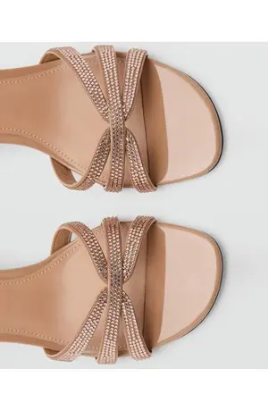 Mango Embellished Kitten Heel Slide Sandals