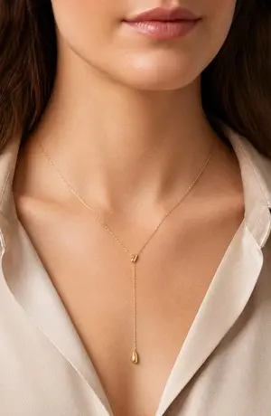 MARLYN SCHIFF Droplet Lariat Necklace
