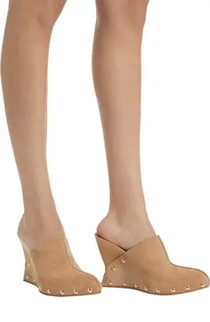 Balmain Wedge Clogs In Wood And Suede