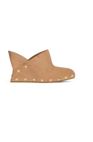 Balmain Wedge Clogs In Wood And Suede