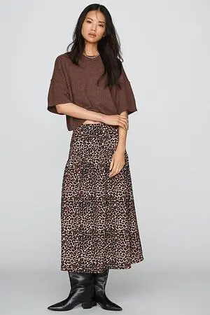 EXQUISE Tobie Drop-waist Skirt - Leopard