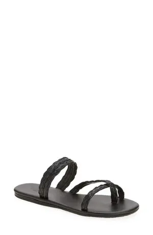 ANCIENT GREEK SANDALS Daphnae Raffia Sandal - Black