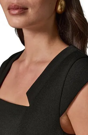 Donna Karan New York Cap Sleeve Square Neck Sheath Dress With Slit