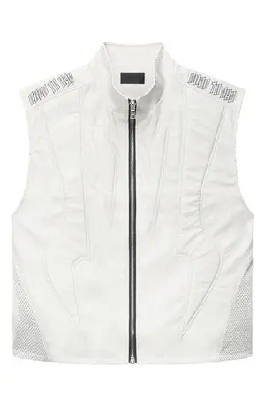 RtA Noe Faux Leather Biker Vest - Grey