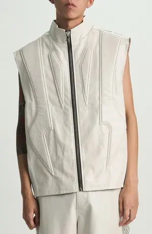 RtA Noe Faux Leather Biker Vest - Grey