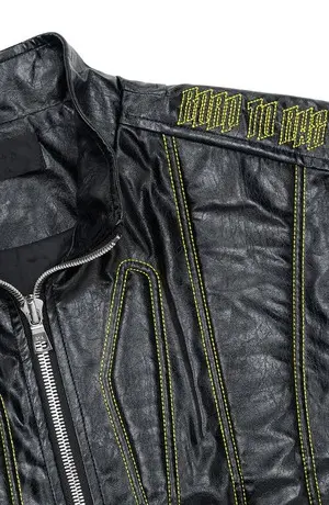 RtA Noe Faux Leather Biker Vest