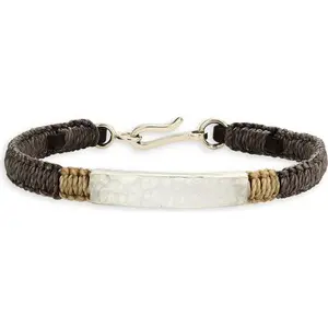 Caputo & Co Macrame Hammered Id Bracelet - Grey Combo