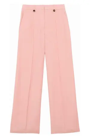 REISS Magda Pleated Linen Wide Leg Pants