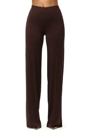 Naked Wardrobe Wide Leg Draped Pants - Dark Chocolate