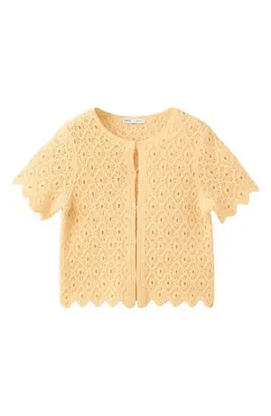 Mango Openwork Crochet Knit Top