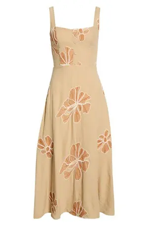 Moon River Embroidered Floral Midi Dress