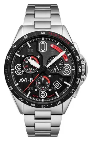 AVI-8 P-51 Mustang Blakeslee Chronograph Watch With Bracelet - Black