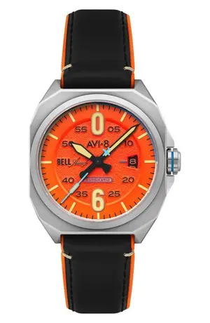 AVI-8 Bell X-1 Machbuster Automatic Leather/rubber Strap Watch - Orange