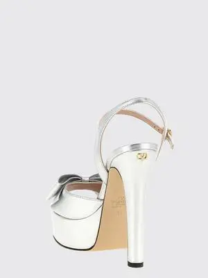 Valentino Garavani Laminated Leather Platform Stiletto Sandals - Silver