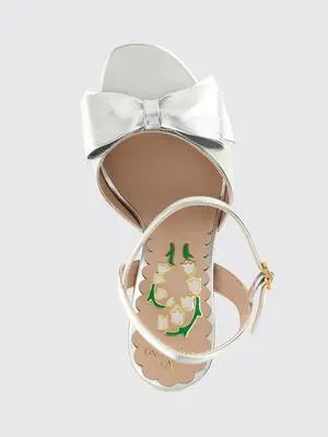 Valentino Garavani Laminated Leather Platform Stiletto Sandals - Silver