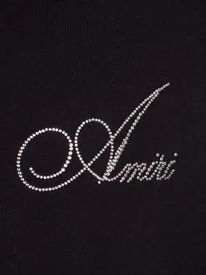 Amiri Cotton T-shirt With Rhinestone Logo And Dropped Shoulders